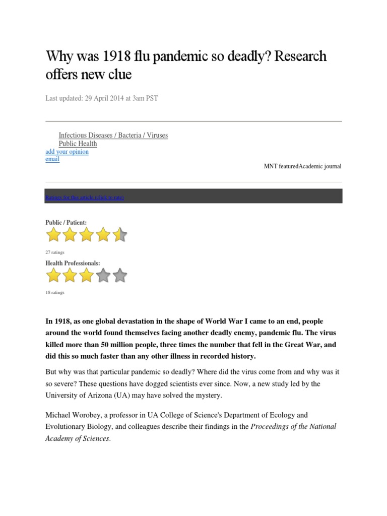 Why Was 1918 Flu Pandemic So Deadly | PDF | Influenza A Virus | Influenza