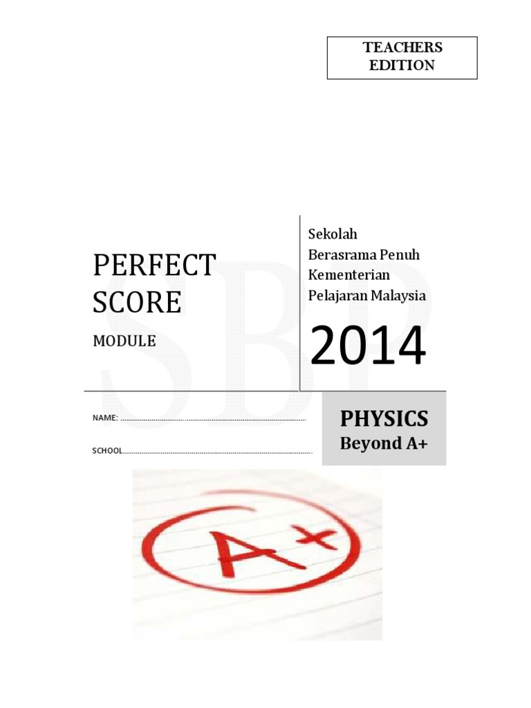 Modul Perfect Score SBP Physics SPM 2014 Skema | PDF
