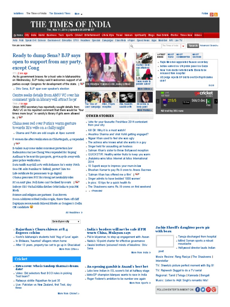The Times of India - Latest News India, World & Business News, Cricket ...