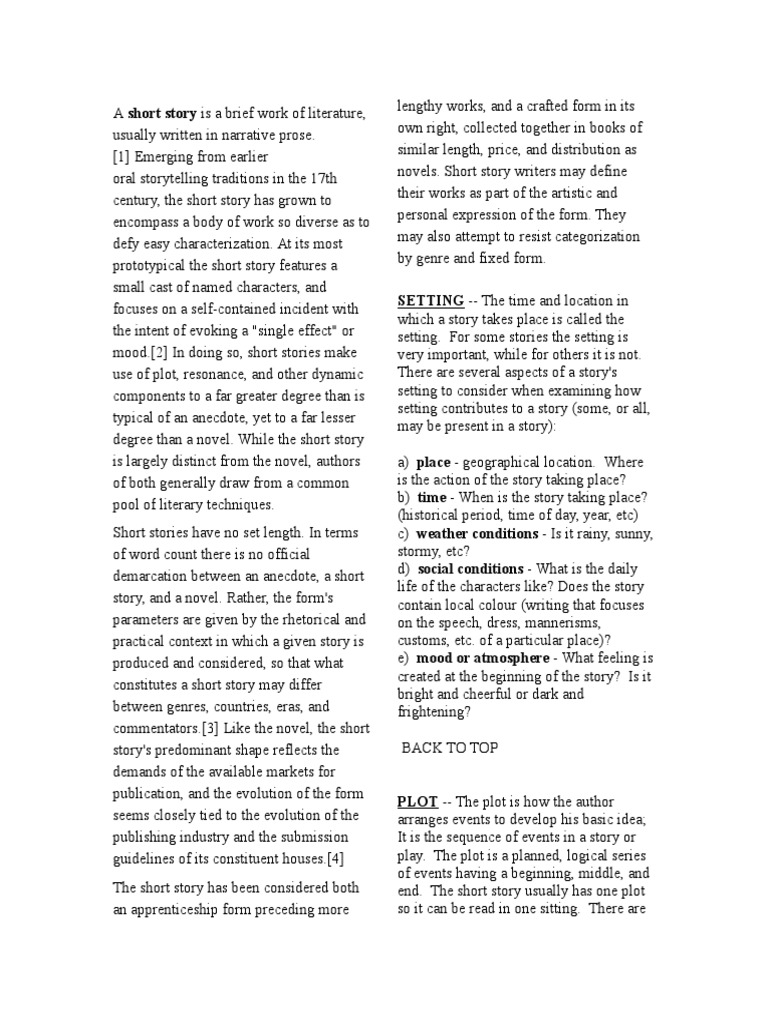 Elements of a Short Story Explained | PDF | Short Stories | Monologue