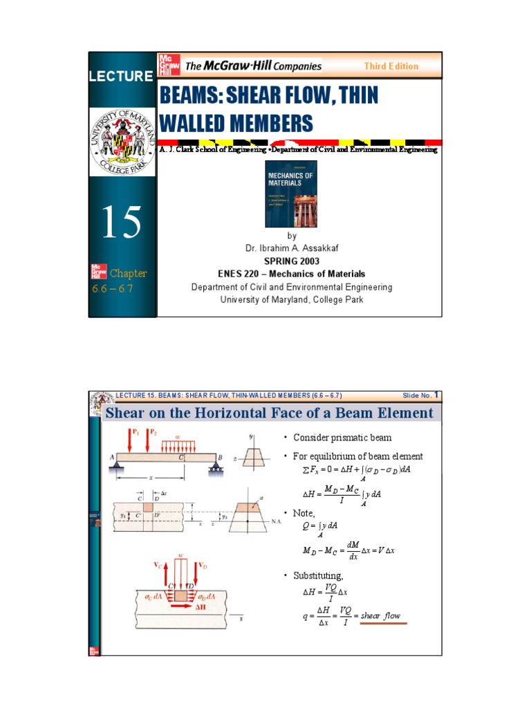 Beams: Shear flow, thin walled members | Shear Stress | Beam (Structure)