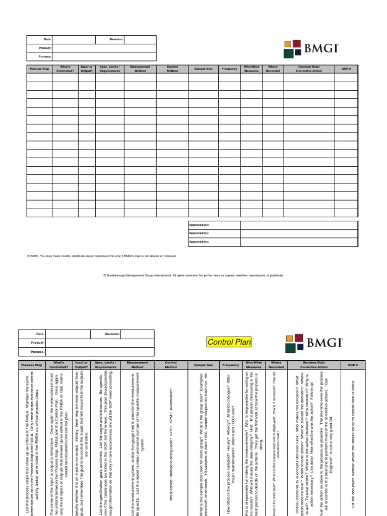 Control Plan Template | Engineering Tolerance | Project Management