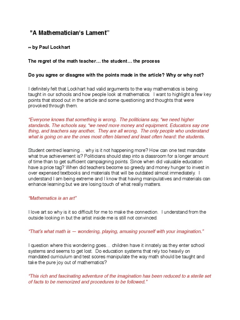 "Rethinking Math Education" | PDF | Teaching Mathematics | Curriculum