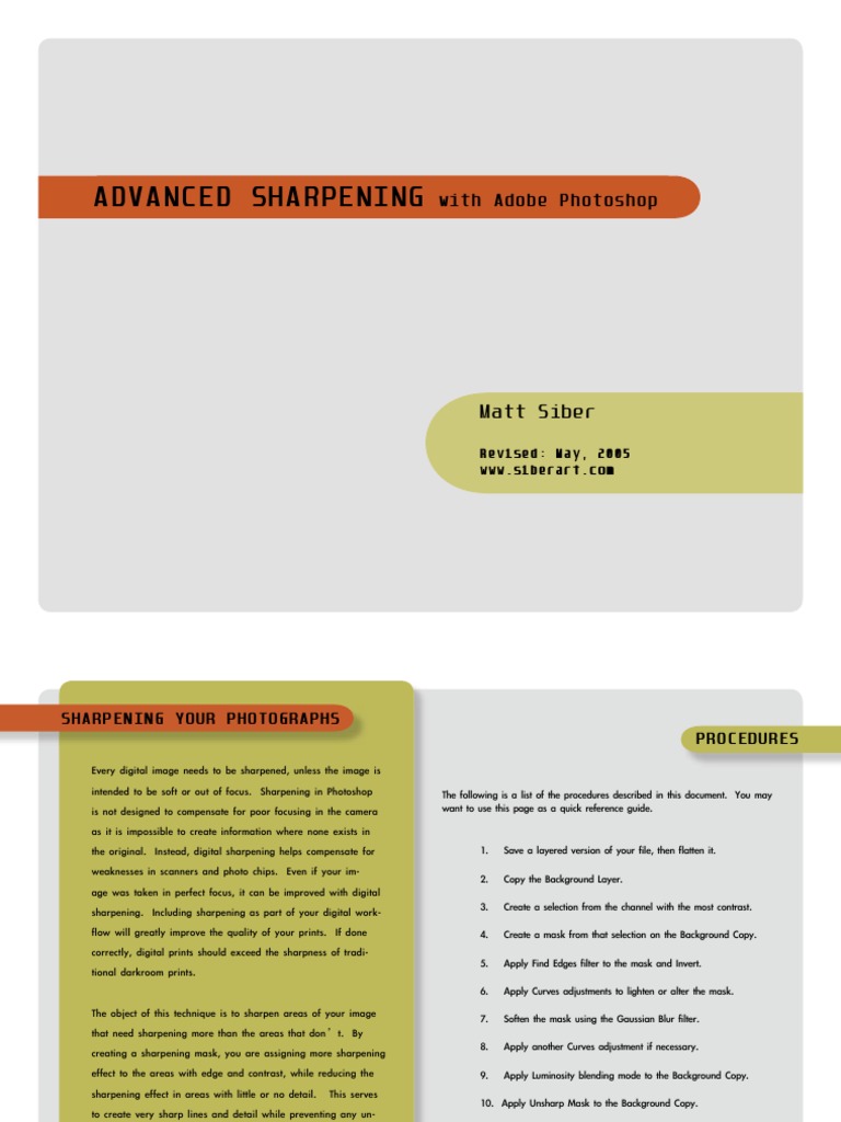 Advanced Sharpening Screen (For Photoshop) | PDF | Adobe Photoshop ...