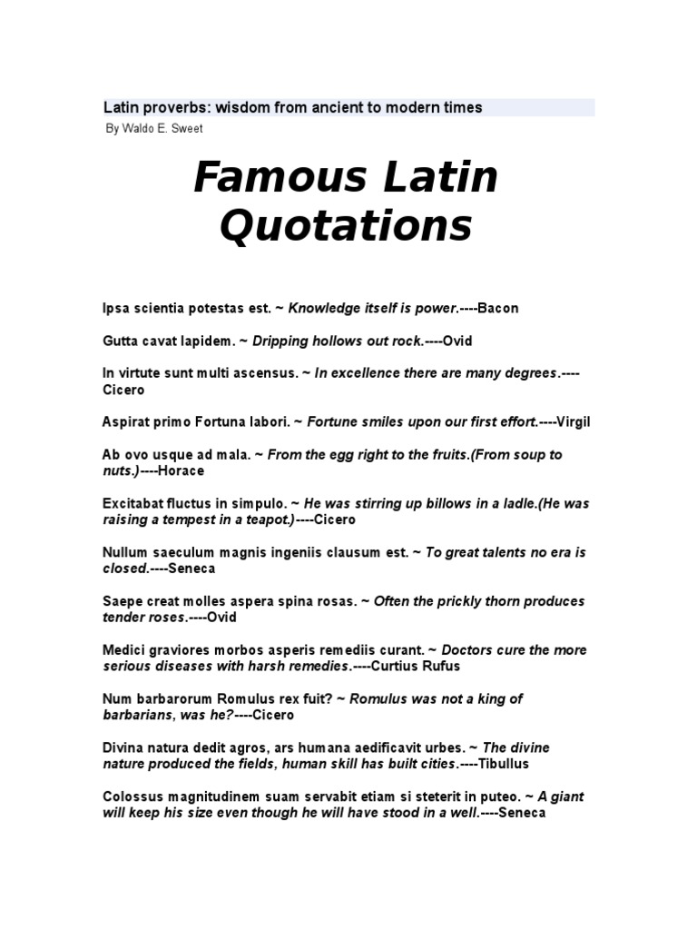 Famous Latin Quotations | PDF | Latin Literature | Poetry