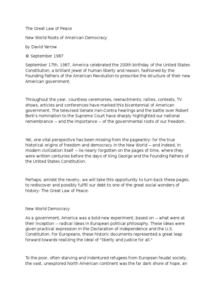 The Great Law of Peace | Iroquois | Peace