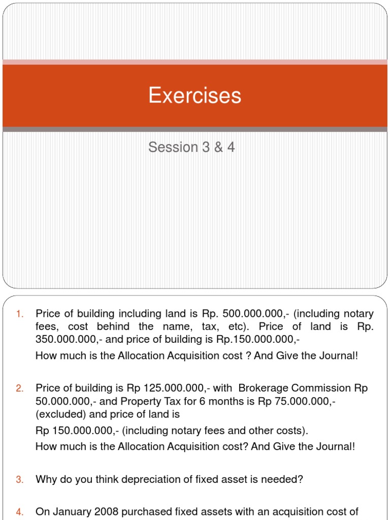 Exercises: Session 3 & 4 | PDF | Depreciation | Fixed Asset