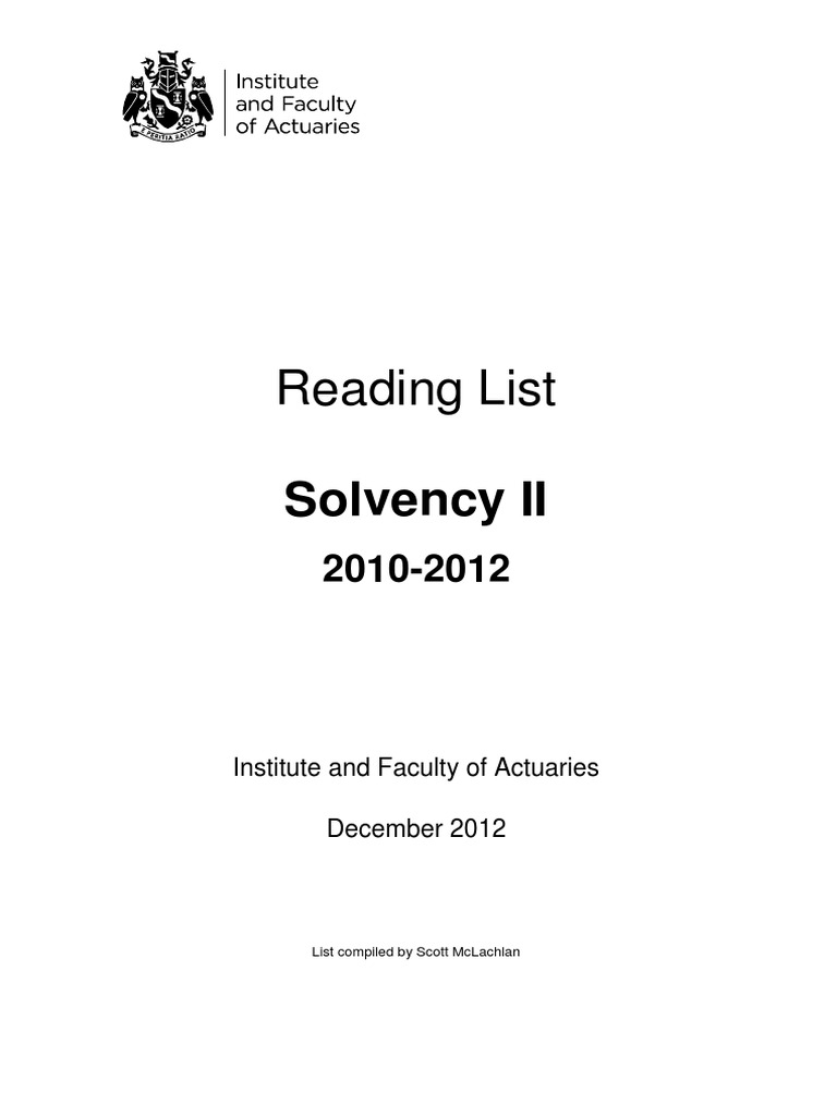 Reading List: Solvency II | PDF | Basel Ii | Basel Iii