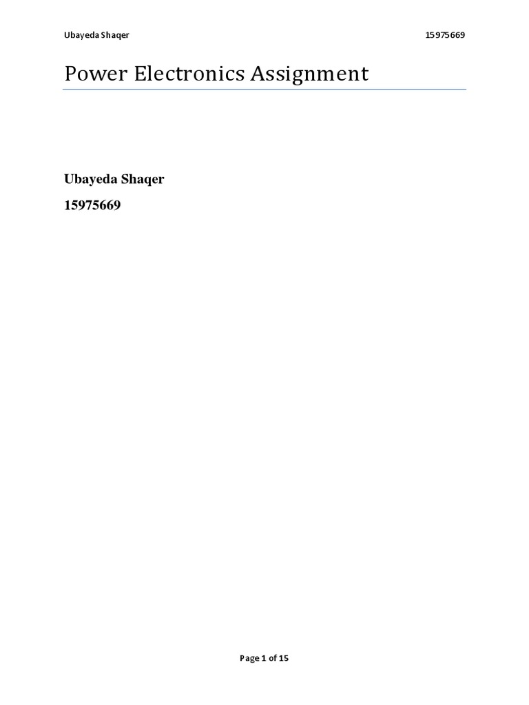 Power Electronics Assignment | PDF | Rectifier | Power Electronics