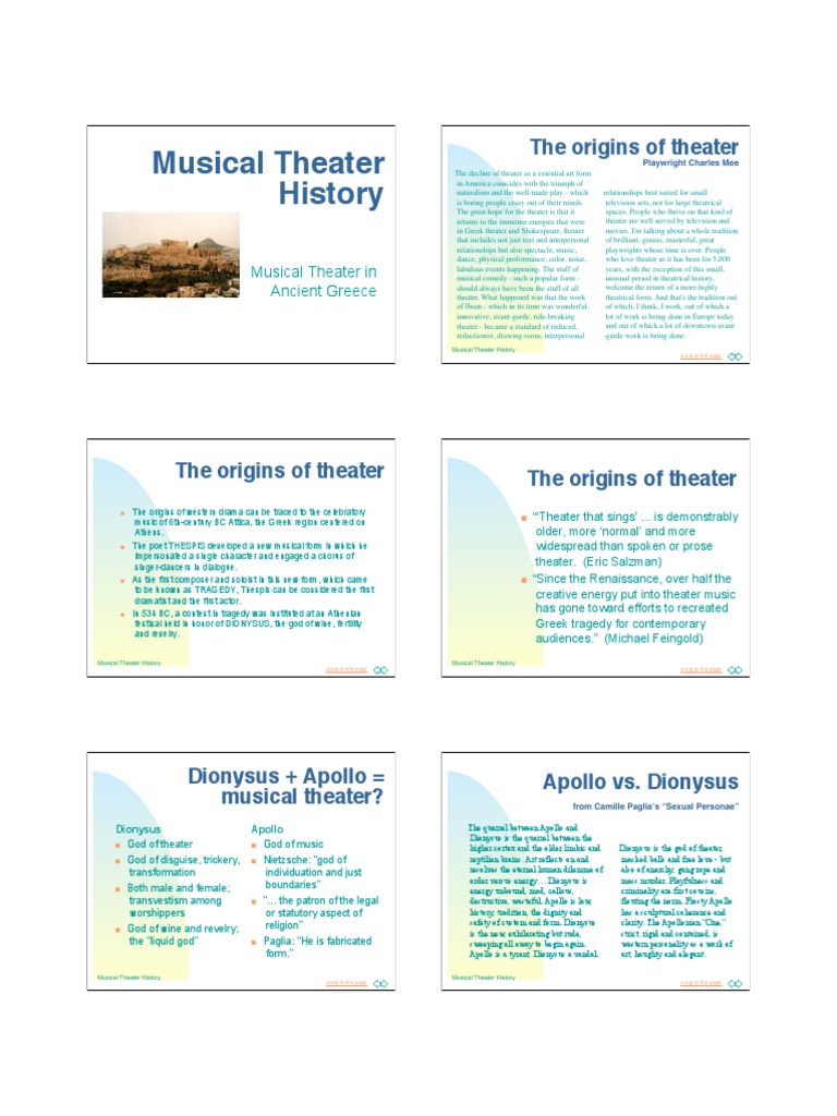 Musical Theater History: The Origins of Theater | PDF | Theatre ...