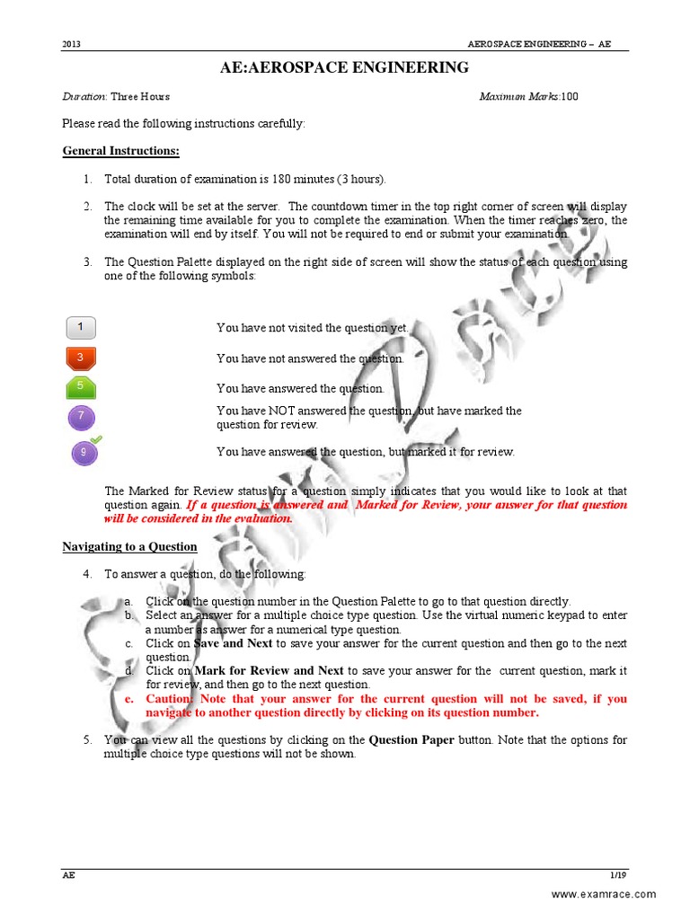 Ae:Aerospace Engineering: General Instructions | PDF | Teaching Methods ...