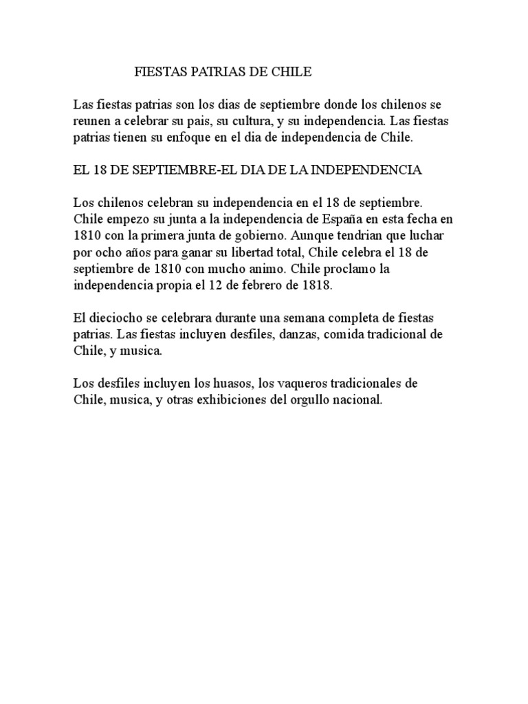 Historia y Celebración del 18 de Septiembre | PDF
