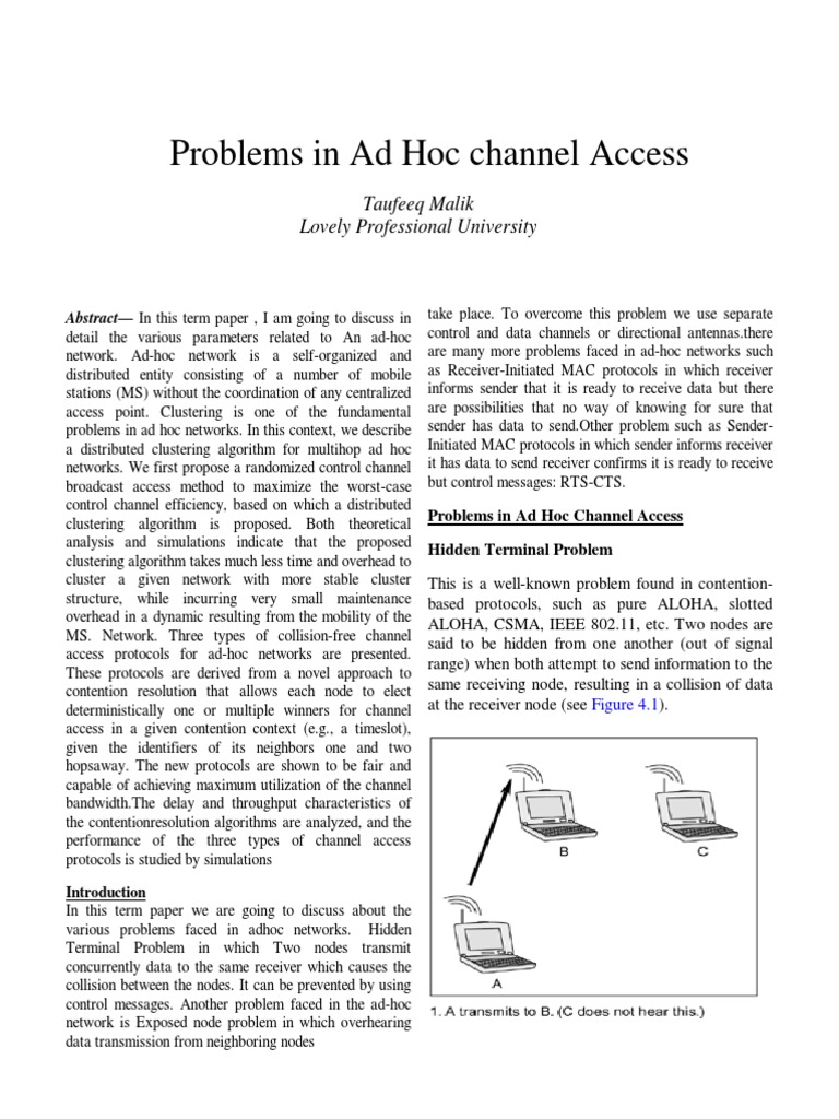 Ad-Hoc Network Problems and Solutions | PDF | Wireless Ad Hoc Network ...