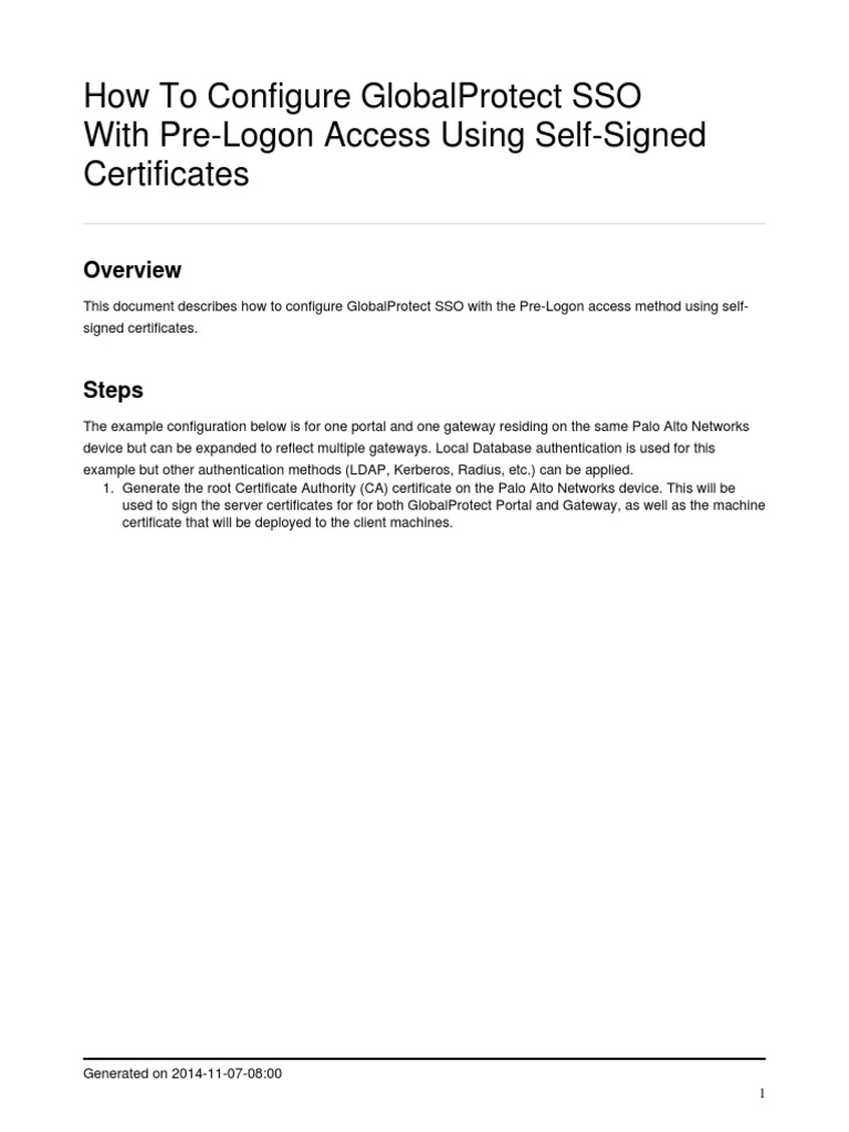 GlobalProtect SSO Configuration Guide | PDF | Public Key Certificate ...