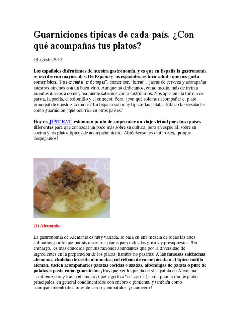 Guarniciones Típicas de Cada País | PDF | Cocina italiana | Cocina española
