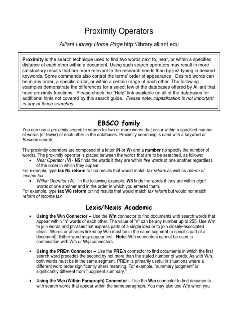 Understanding Proximity Operators | PDF | Index Term | Phrase