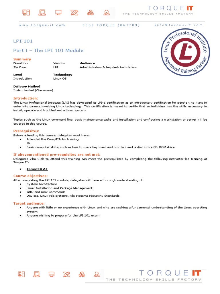 LPI 101 Part I - The LPI 101 Module | PDF