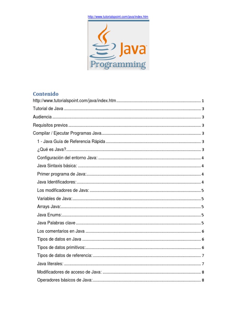 Tutorial De Java Pdf Java Lenguaje De Programación Lenguaje De Programación