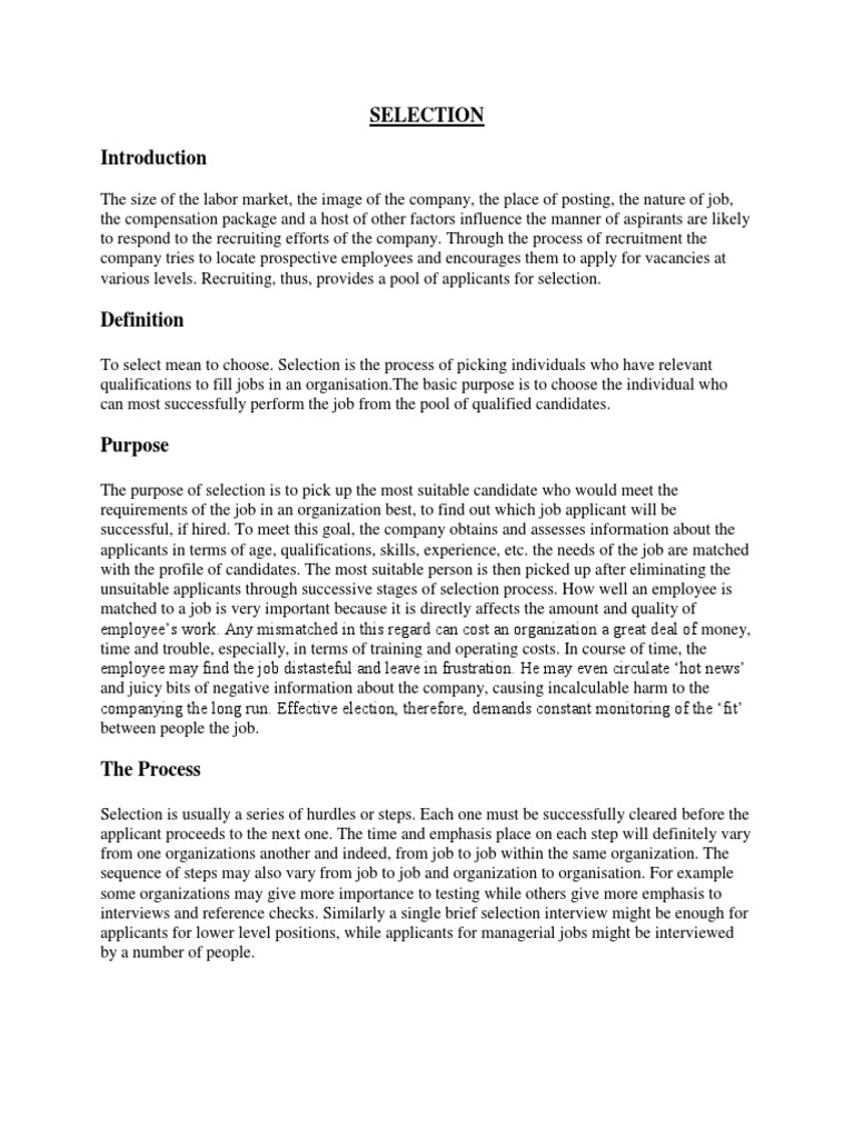Selection in HRM | PDF | Polygraph | Test (Assessment)
