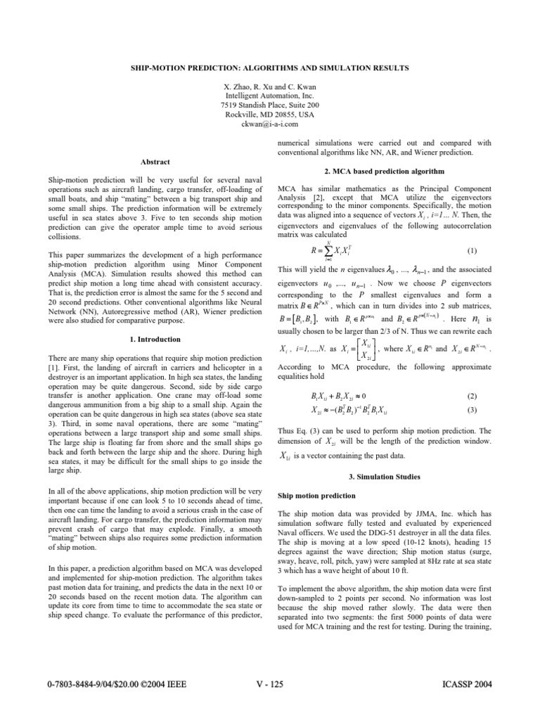 Ship-Motion Prediction - Algorithms and Simulation Results | PDF ...