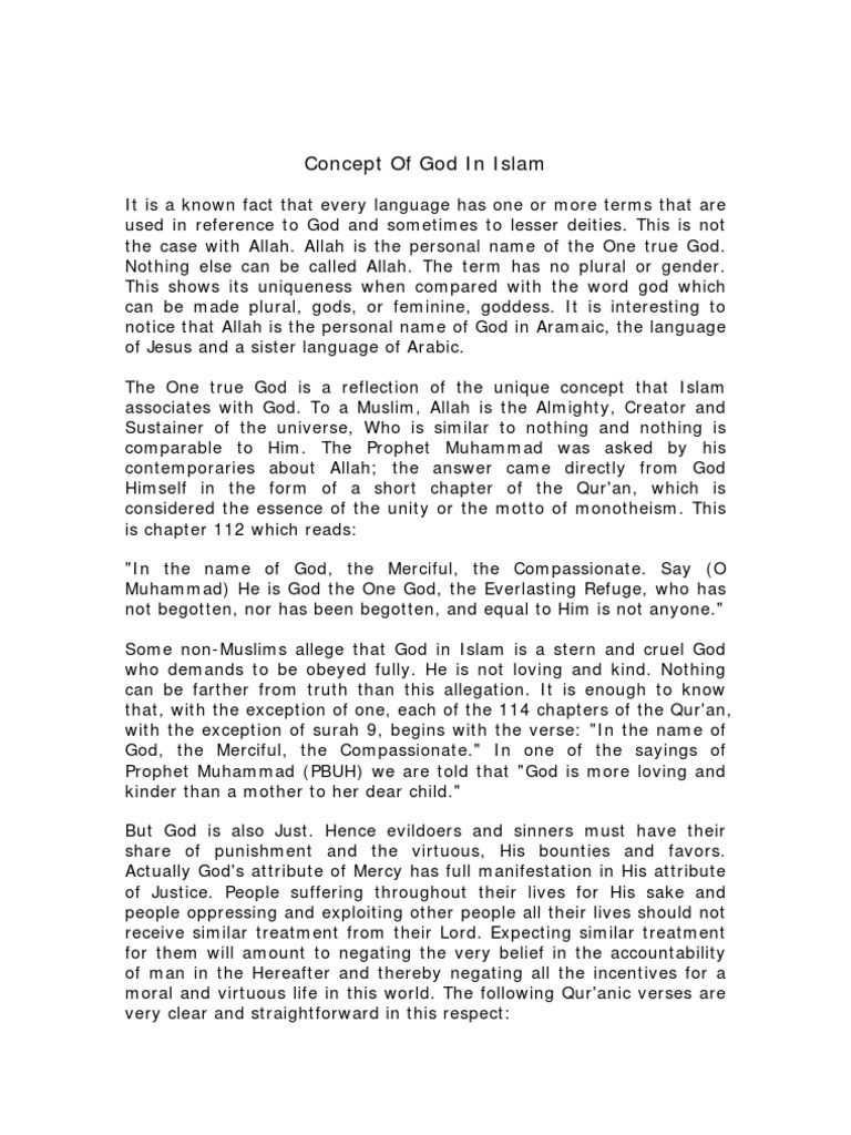 Concept of God in Islam | PDF
