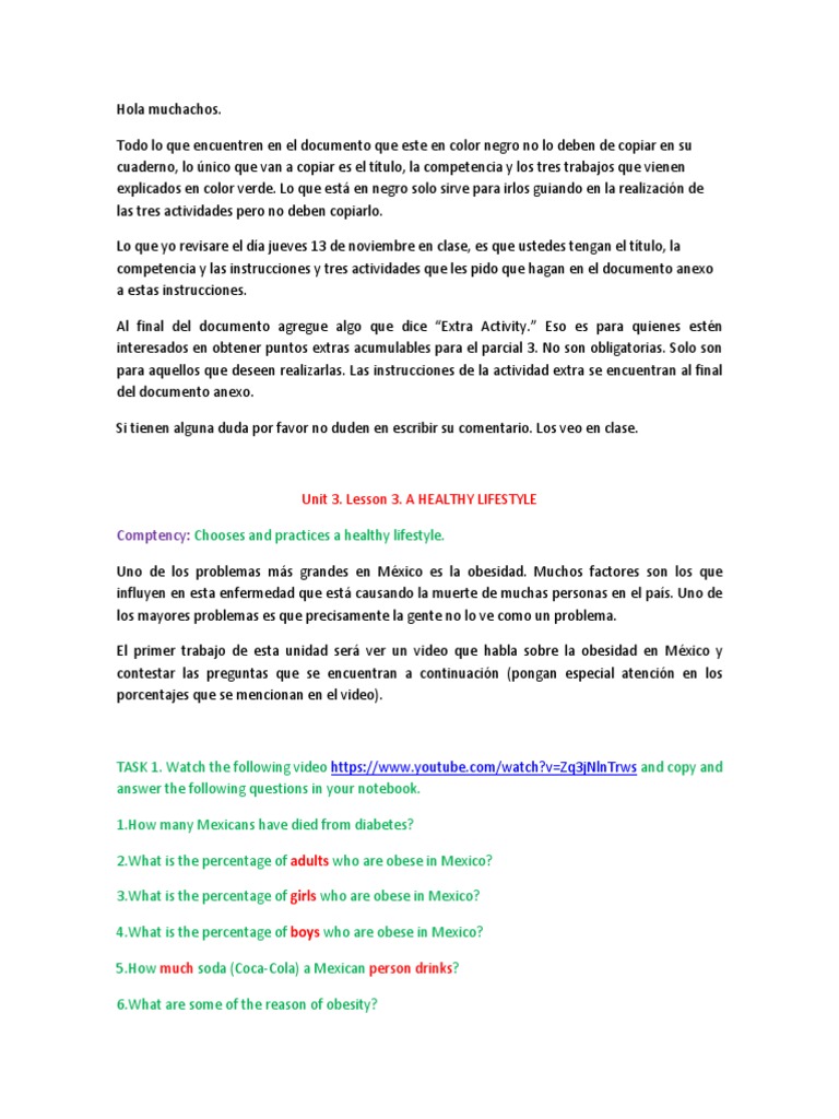 Actividades sobre Estilo de Vida Saludable | PDF | Idiomas | Salud y ...