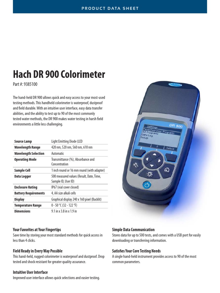 DR 900 Waterproof Colorimeter | PDF | Technology & Engineering