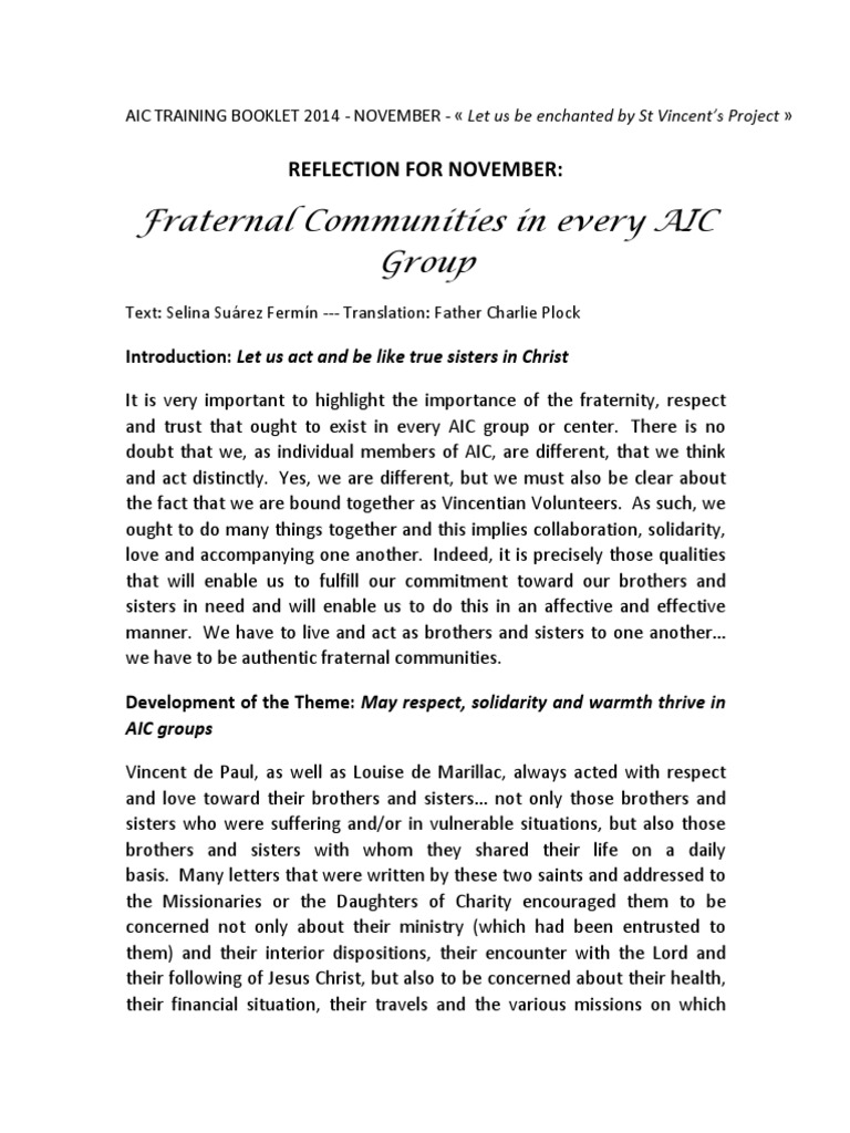 AIC Community Reflection Guide | PDF | Toleration | Jesus