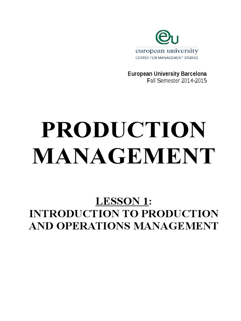 Production Management. Lesson 1 | PDF | Operations Management ...