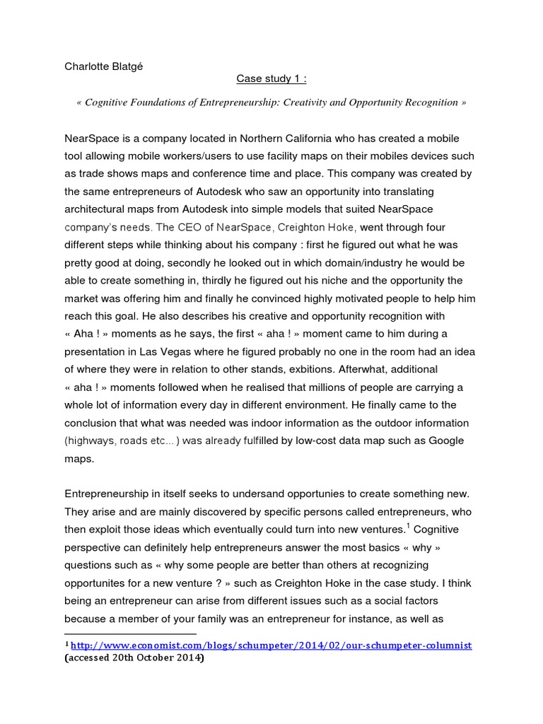 Case Study 1 | Entrepreneurship | Risk