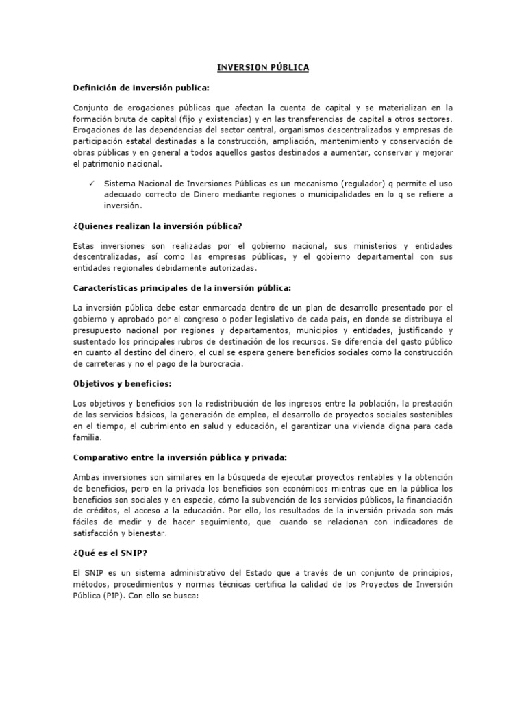 Qué Es El SNIP | PDF | Beneficio (economía) | Presupuesto