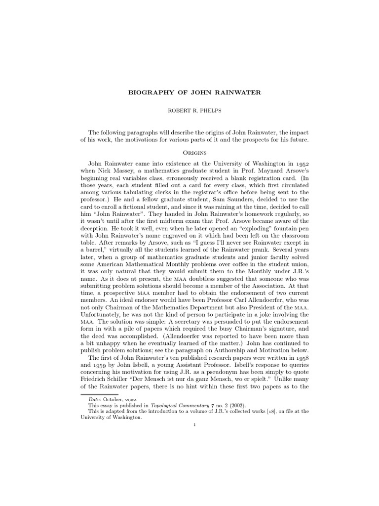 John Rainwater | PDF | Citation | Mathematical Objects