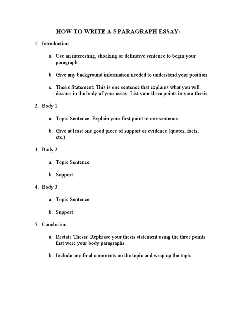 How To Write A 5 Paragraph Essay | PDF | Essays | Thesis