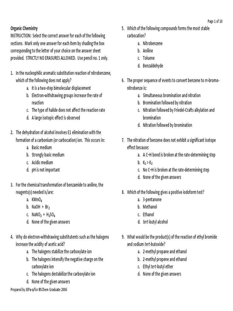 Organic Chemistry Board Exam Questions | PDF | Alcohol | Methyl Group