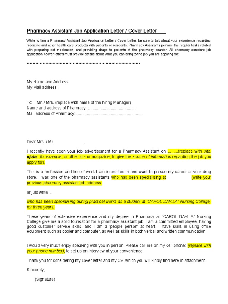 Job Application Letter and Examples For CV Europass | PDF | Pharmacist ...