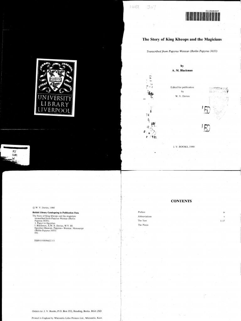 Story of King Kheops and The Magicians (Berlin 3033) PDF | PDF