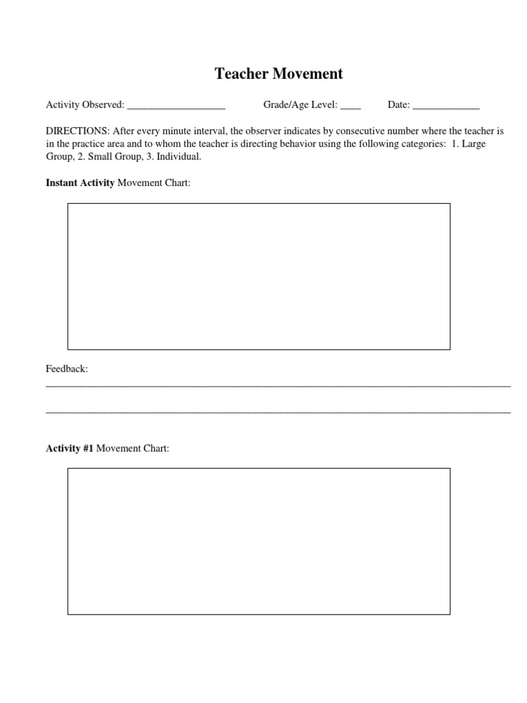 Teacher Movement Observation Template | PDF