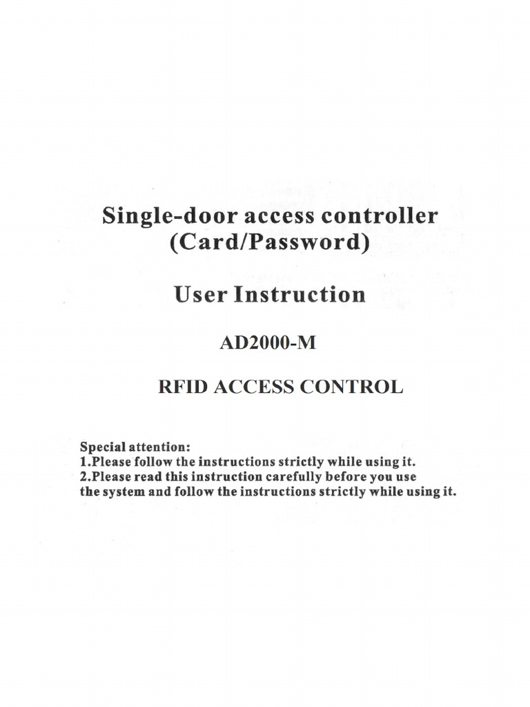 Ad2000-M Rfid Access Control Manual | PDF