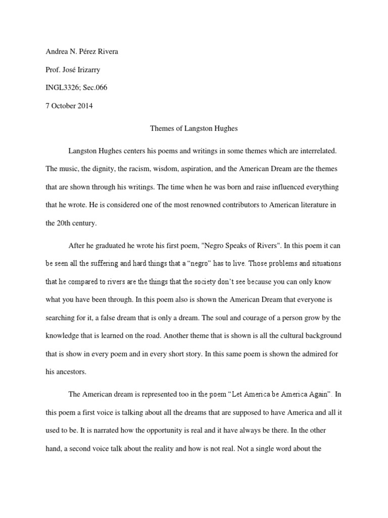 Themes of Langston Hughes | PDF | American Dream | Dream
