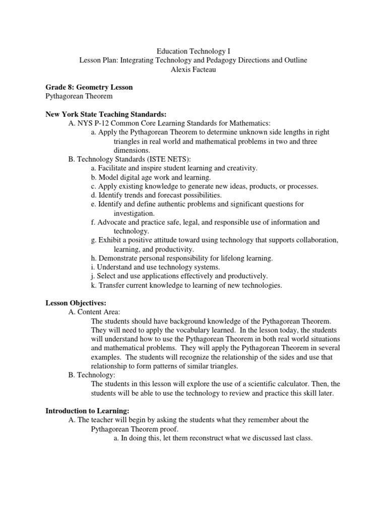 Grade 8 Geometry Tech Integration | PDF | Lesson Plan | Learning