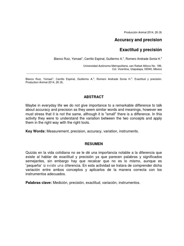 3 Exactitud Y Precision Medición Física Y Matemáticas