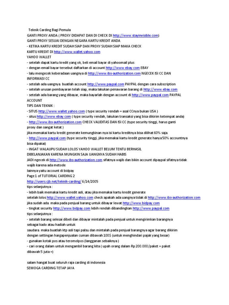 Panduan Carding untuk Pemula | PDF