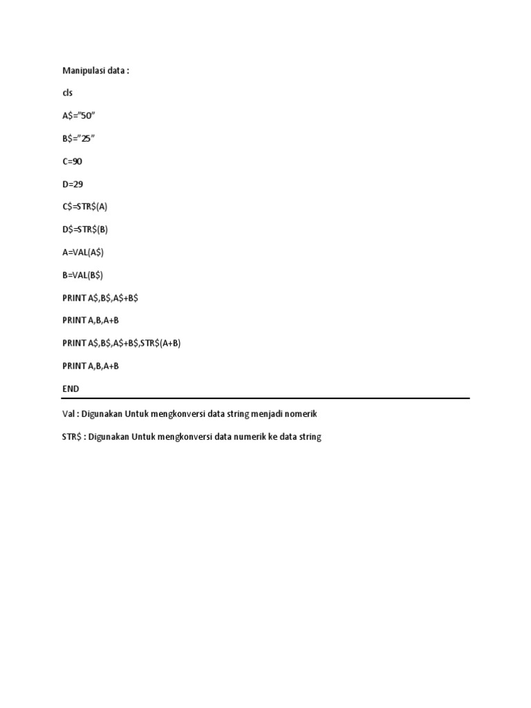 Manipulasi Data Pada Qbasic | PDF
