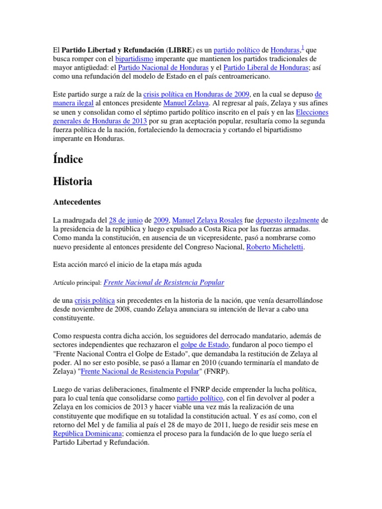 El Partido Libertad y Refundación | PDF | Formas de gobierno | Elecciones