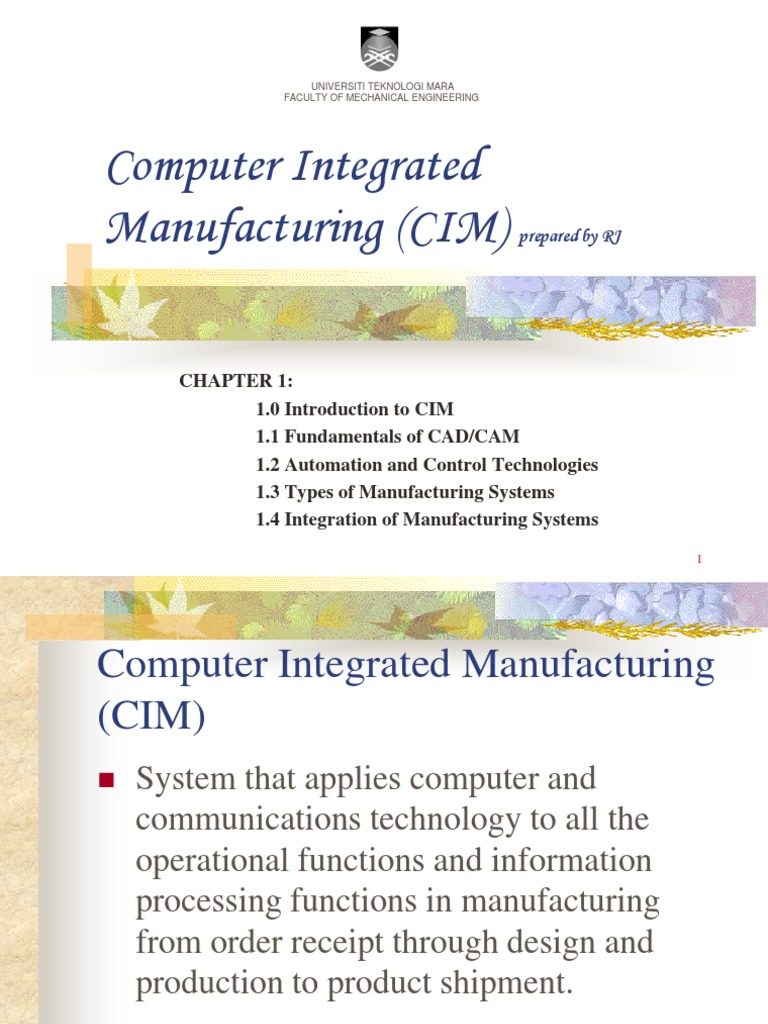 Overview of Computer Integrated Manufacturing | PDF | Automation ...