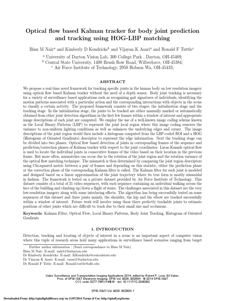 Spie Ei 9026 2014 | PDF | Kalman Filter | Ellipse