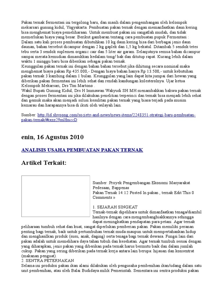 Proposal Pembuatan Pakan Ternak | PDF