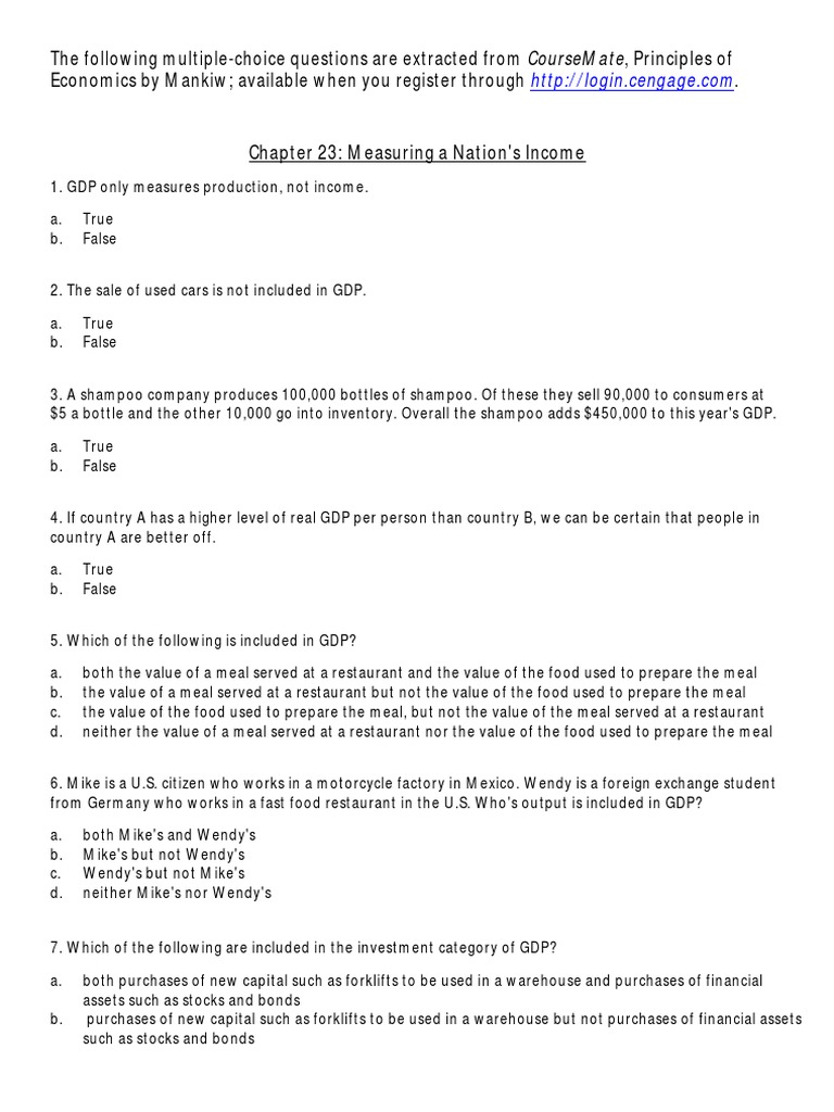 Economics Quiz: GDP and CPI Concepts | PDF | Consumer Price Index ...