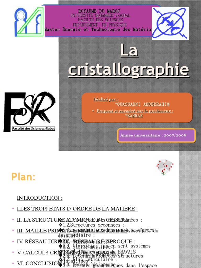 La Cristallographie | PDF | Structure cristalline | Cristal