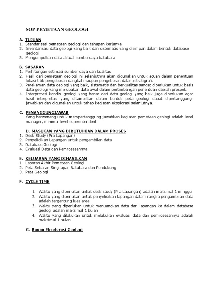 Sop Pemetaan Geologi | PDF